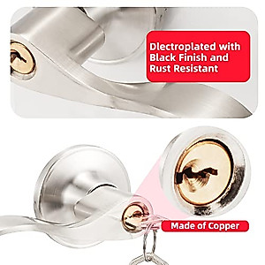 GOLDSEED Door Knob with Lock, Exterior Door Knob for Bedroom or Bathroom, Satin Nickel Door Knob with Key for Right/Left Handed Doors