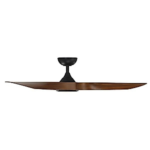 WAC Smart Fans Swirl Indoor and Outdoor 3-Blade Ceiling Fan 54in Matte Black Koa with 3000K LED Light Kit and Remote Control works with Alexa and iOS or Android App