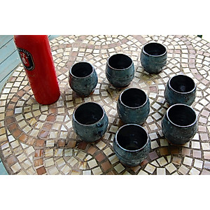 Hand Thrown Pottery Stemless Wine Glass in Slate Blue Handmade in North Carolina
