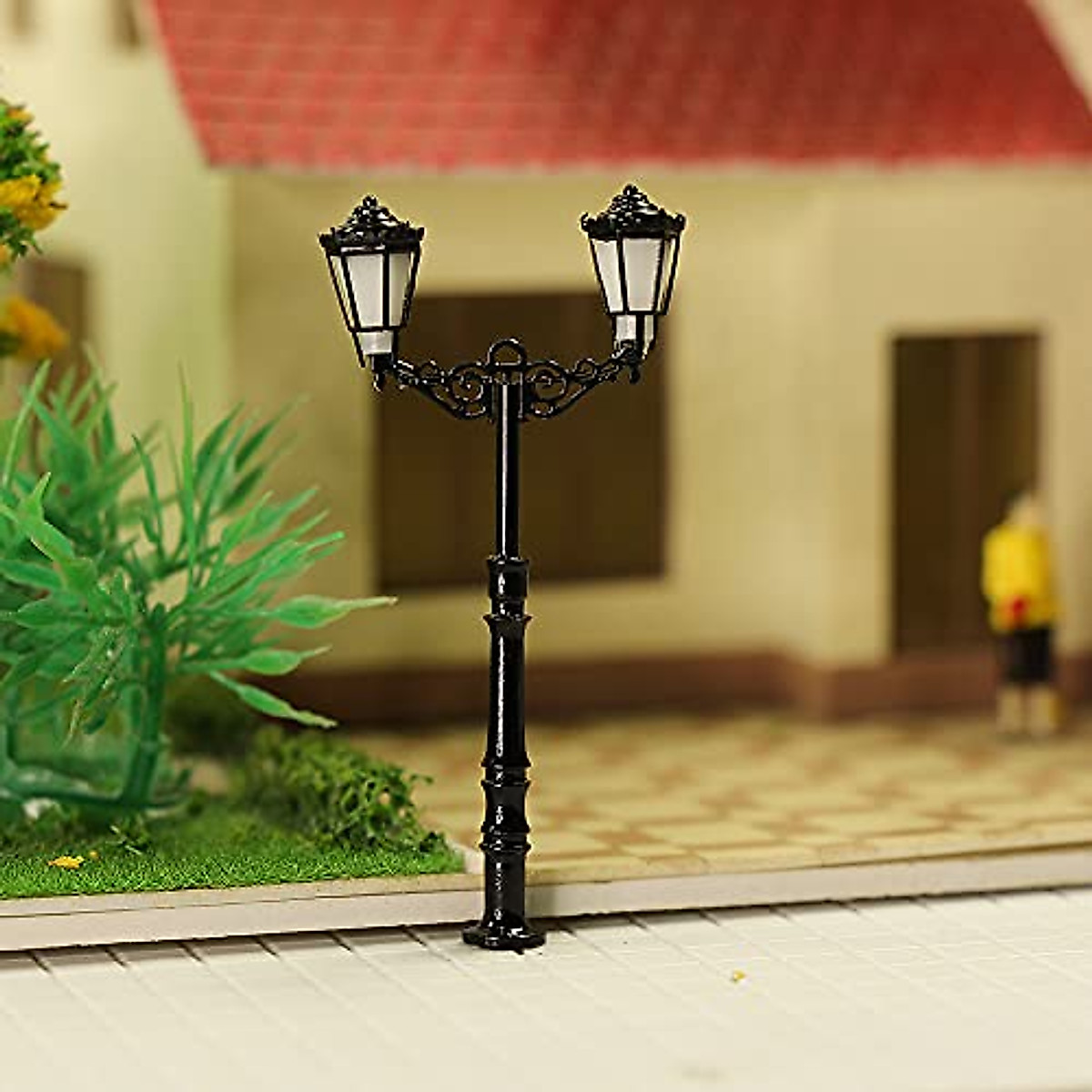 LQS77 3pcs Model Railroad Two-Heads N Scale 1:160 Lamp Street Lgiht Led (N Scale)