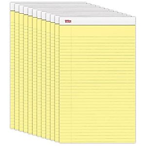 Office Depot Perforated Writing Pads, 8 1/2in. x 14in., Legal Ruled, 50 Sheets, Canary, Pack Of 12 Pads, 99420