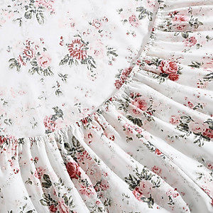 Laura Ashley - Full Sheets, Cotton Percale Bedding Set, Lightweight & Breathable Home Decor (Ashfield Pink, Full)