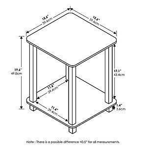Furinno Just 3-Tier End Table and Simplistic Set of 2 End Table Bundle (2-Pack)
