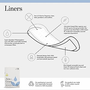 Attn: Grace Panty Liners for Women - 46 Liners – for Light Urinary Incontinence, Bladder Leakage or Postpartum - 100% Breathable & Plant-Based Materials Active Odor Control - Free from Harsh Chemicals