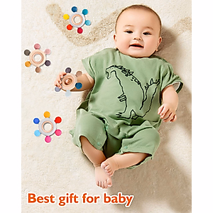 akolik Baby Teething Toys for Babies 0-6 6-12 Months Rudder Teether BPA Free with Wooden Ring Silicone Chewable Teether Help with Teething Pain Relief (Helm A)