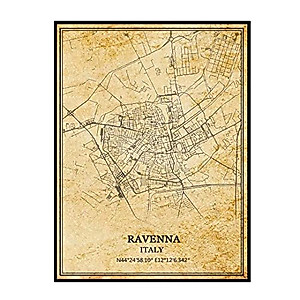 TANOKCRS Ravenna Italy Wall Art Vintage Print Poster Map Artwork Travel Souvenir Gift Home Decor 9x11 Inches Unframed