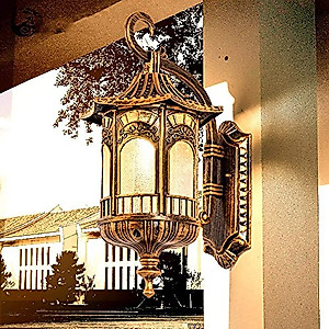 PEHUB Wall Light Outdoor Waterproof Wall Lamp Sconces Outdoor Chinese Style Villa Garden Lights Door Baroque Glass Lights Balcony Exterior Wall Lantern Exterior Light Fixture