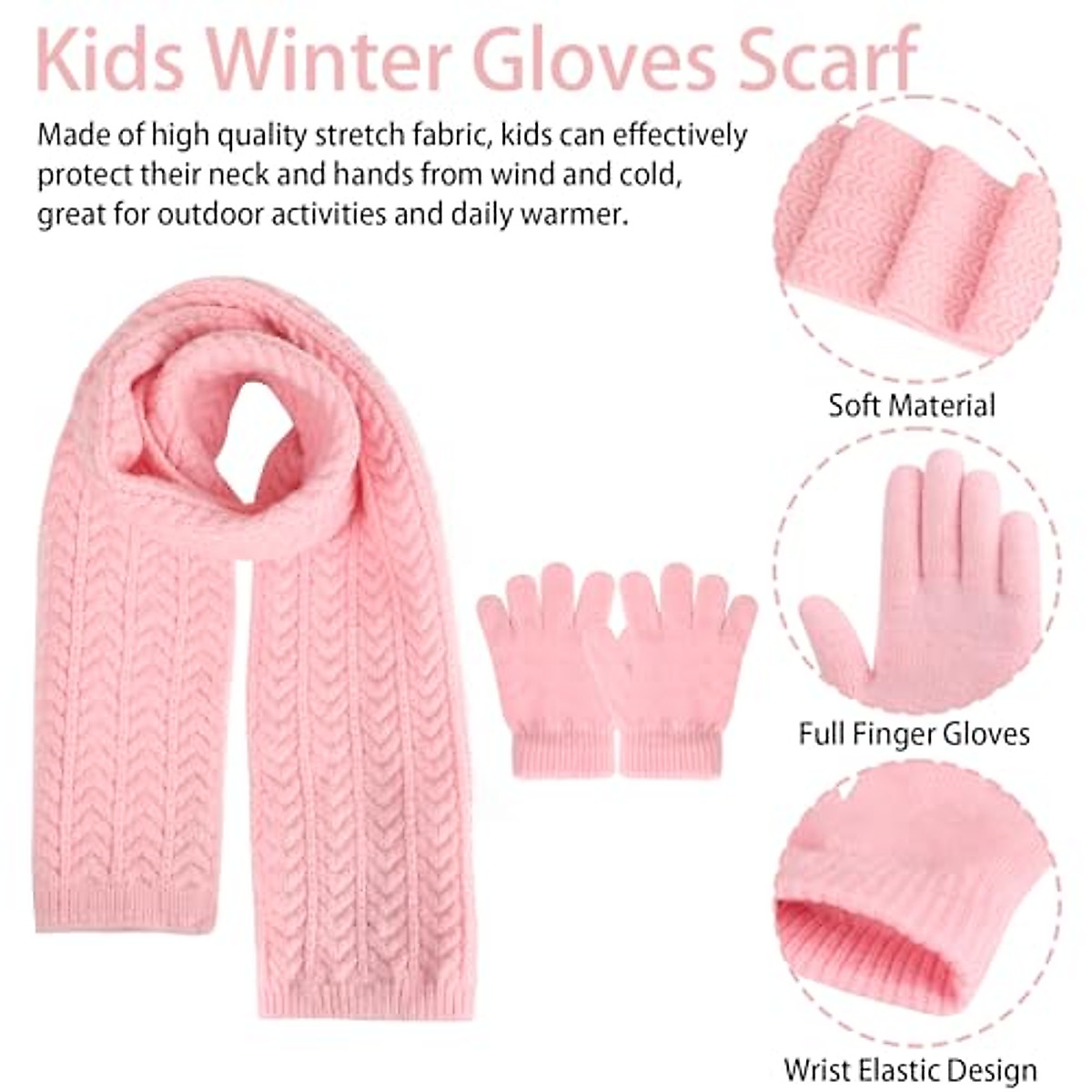 Chinyuti Kids Winter Beanie Hat Scarf Gloves Set, Toddler Winter Cap Knit Neck Warmer Gaiter Mittens for Children 2-8