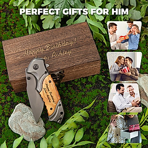 NRONON Mens Gifts-Personalized Engraved Pocket Knife,Personalized Knife for Men Husband, Boyfriend, Dad, Groomsmen，Brother, Engraved Gifts for Birthday, Father’s Day, Christmas