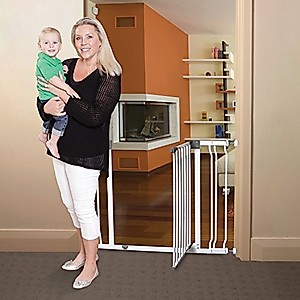 Dreambaby Liberty Walk Thru Auto Close Baby Safety Gate Set - with 3.5inch Extension Panel - Fits 29.5-36.5inch Openings - Pressure Mounted Security Gates - Model L776 - White