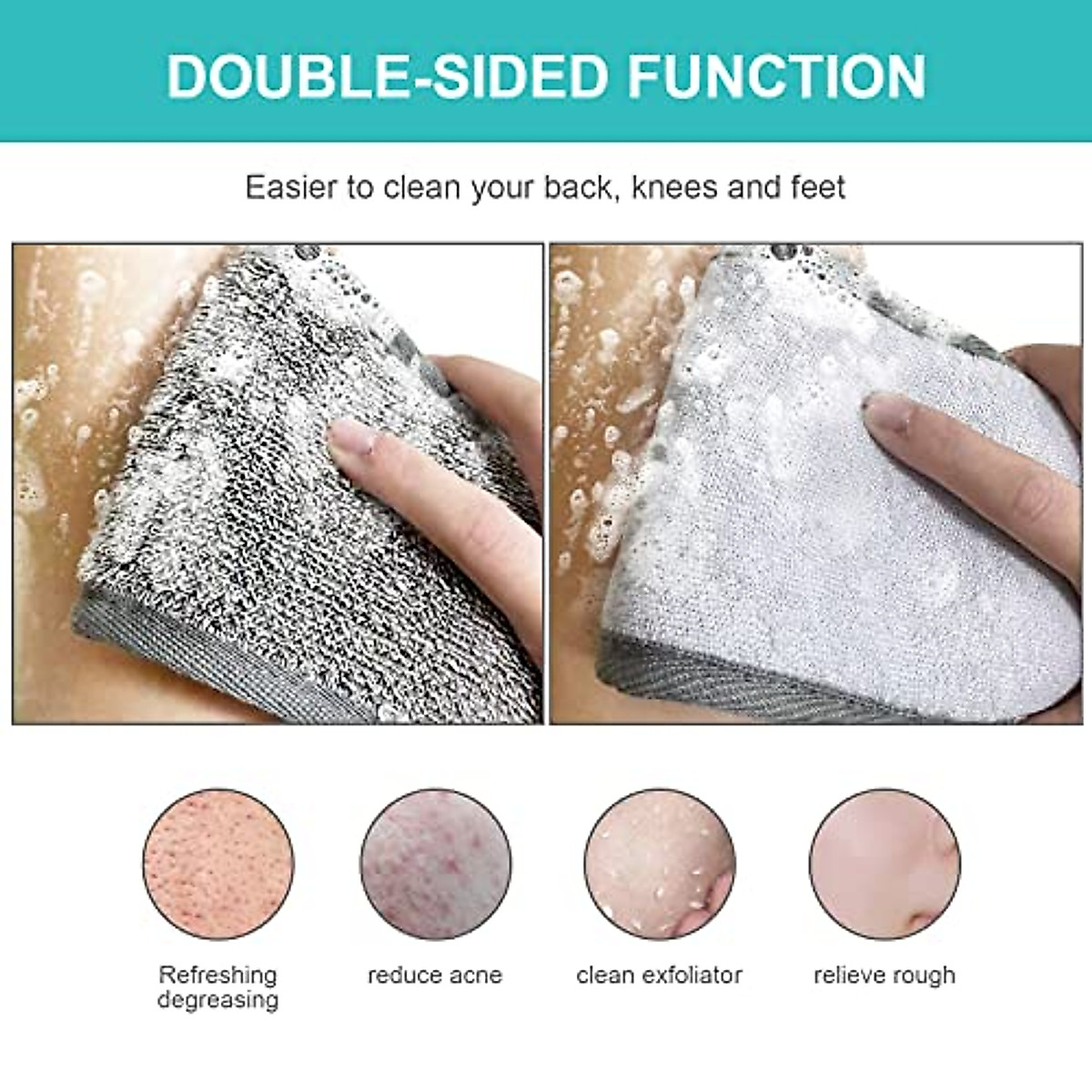 Loofah Back Scrubber, 35.4 Inch Exfoliating Back Scrubber for Bath Shower Scrubber for Men and Women, Luffa Scrubber to Deep Clean Your Skin, with Hair Shampoo Brush and Wall Hook