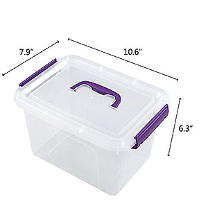 Sosody 6 Quart Plastic Storage Box with Lids and Handles, 6 Packs