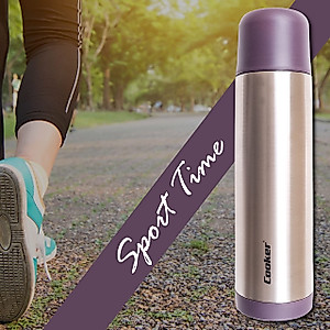COOKER Double Insulated Thermos, Stainless Steel Thermos for Hot Drinks with Cup, 25 Oz Bpa Free Leakproof Thermos for Tea, Hot & Cold up to 24 Hours