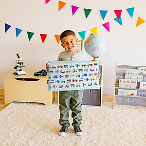 Wildkin Kids Vinyl Nap Mat – Foldable, Durable Rest Mat for Daycare & Preschool - Trains, Planes, and Trucks