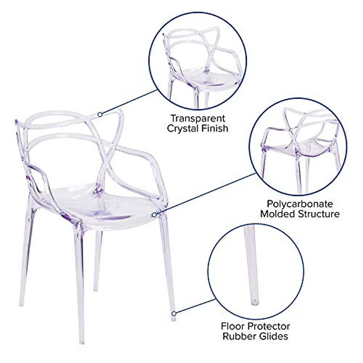 EMMA + OLIVER Transparent Fluid Style Stacking Side Chair