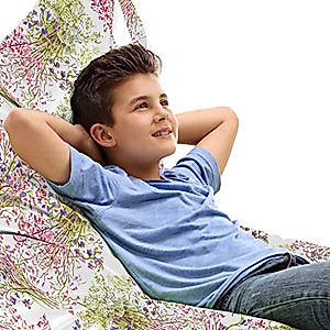 Ambesonne Romantic Lounger Chair Bag, Flower Pattern with Fresh Foliage Leaves and Petals Watercolor Style Illustration, High Capacity Storage with Handle Container, Lounger Size, Multicolor