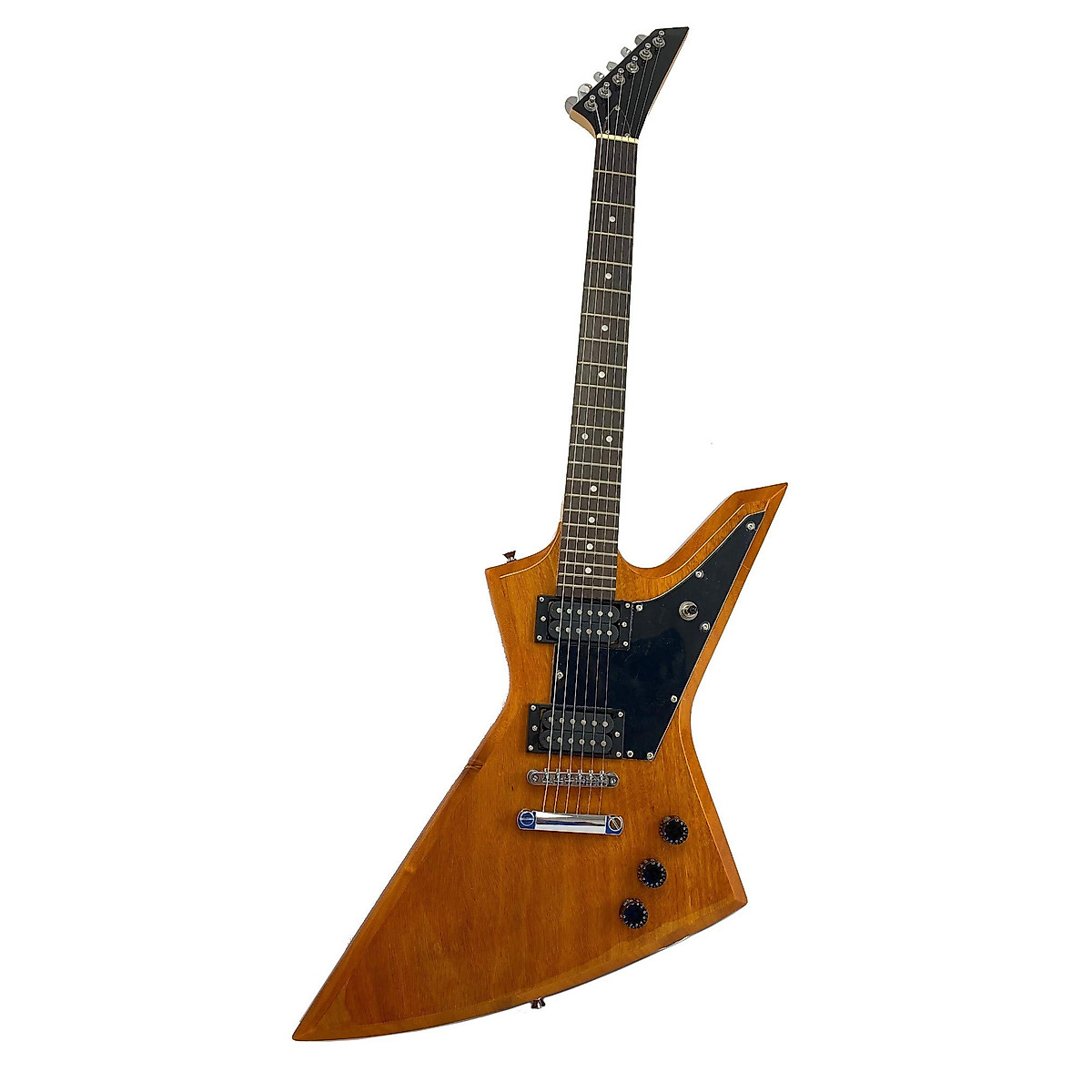 Full Size Right Handed Rock Style Electric 6 String Guitar, Solid Wood Body and Bolt on Neck, Cable and Allen Wrench, Color: Natural Brown