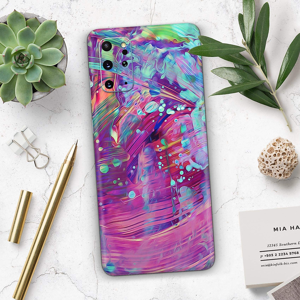 DesignSkinz Liquid Abstract Paint Remix V41 Protective Vinyl Decal Wrap Skin Cover Compatible with The Samsung Galaxy S20 (Screen Trim & Back Glass Skin)