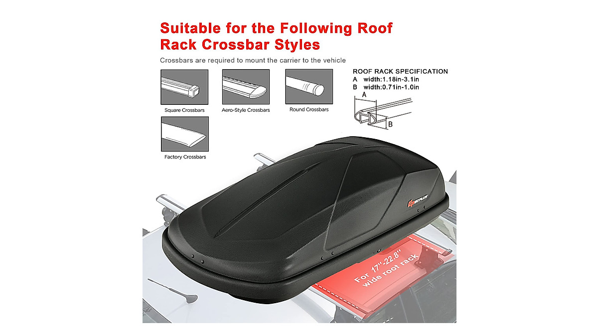 Goplus 14 Cu Ft Rooftop Cargo Carrier - Waterproof & Secure
