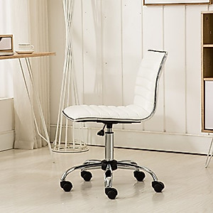 Roundhill Furniture Fremo Chromel Adjustable Air Lift Office Chair in White