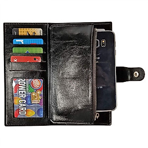 Trusten J. Women's Wallet Large Fashion Clutch Stylish Phone Case Organizer Leather (Black)