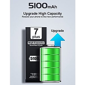（5100mAh） Battery for iPhone 7 Plus(2022 New Version), (Model:A1661, A1784, A1785) High Capacity Than Others Replacement Battery with Complete Repair Tool Kit and Instructions .b