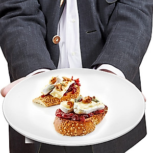 HSDT Melamine Restaurant Plates White 11 Inch Wide Side Flat Bottom Deep Round Dinner Plates Salad Plates Lunch Plates Durable and Easy to Clean Set of 6,PYW-11-06