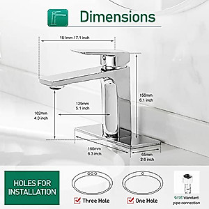 VOTON Chrome Bathroom Faucet One Hole Single Handle Bathroom Sink Faucet Lavatory Faucet with Deck Plate, RV Camper Lavatory Bathroom Faucet