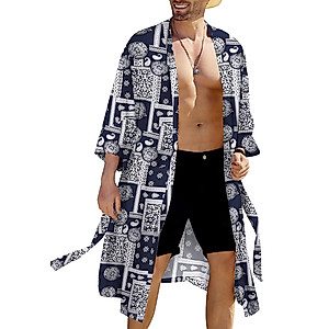 COOFANDY Men's Lightweight Kimono Robe Jacket Japanese Style Bathrobes Casual Open Front Long Cardigan Coat Outwear