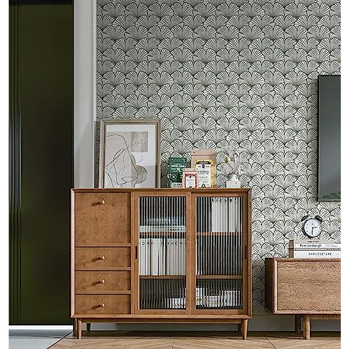 Heroad Brand Green Leaf Wallpaper Peel and Stick Green Ginkgo Leaves Wallpaper Geometry Contact Paper Self Adhesive Boho Thicken Contact Paper for Cabinets Removable Waterproof Vinyl 15.5"x196"