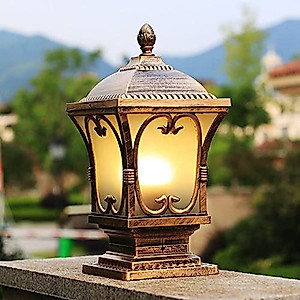 MODEBHD Square Continental Waterproof Table Lamp Column Lamp Glass Courtyard Gate Lights Bollard Lamp Street Post Light Garden Villa Outdoor Lights E27 Decoration Lighting Landscape Lantern Pillar Lig