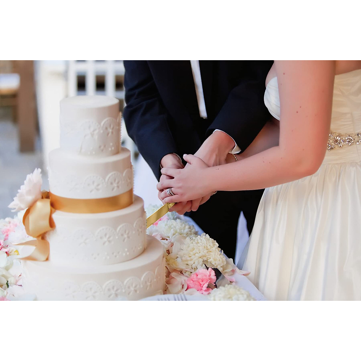 WAFJAMF Cake Knife and Server - Elegant Wedding Cake Knife Set, Stainless Steel Blade and Acrylic Faux Crystal Handle for Wedding Birthdays Anniversary Thanksgiving Christmas