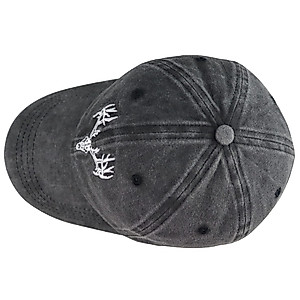 Deer Hunting Accessories Hats for Men Women, Funny Embroidered Halloween Deer Skull Head Antler Baseball Cap, Adjustable Washed Elk Reindeer Decor Hat, Gifts for Friends Wild Animal Lover Hunter