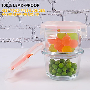 24 Pack Small Glass Containers with Airtight Lids, Food Storage Containers with 6 Color Lids, Glass Food Jars for Snacks, Fruit & Veggie Puree, 4oz