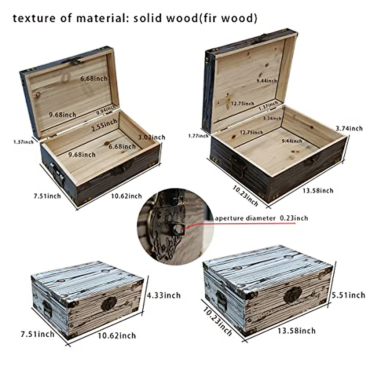 Wooden box, handicraft storage box, suitable for art hobby and family storage, handmade wooden box, commemorative gift jewelry box, collection box (10.62 * 7.51 * 4.33inch, Retro grey)