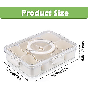 Rtuokad Divided Serving Tray with Lid and Handle,Snack Platters, Protable Snack Box Container for Sweets, Candy, Veggie, Biscuit, Nuts, Fruit, Easy to Carry and Wash (8 Organisers)