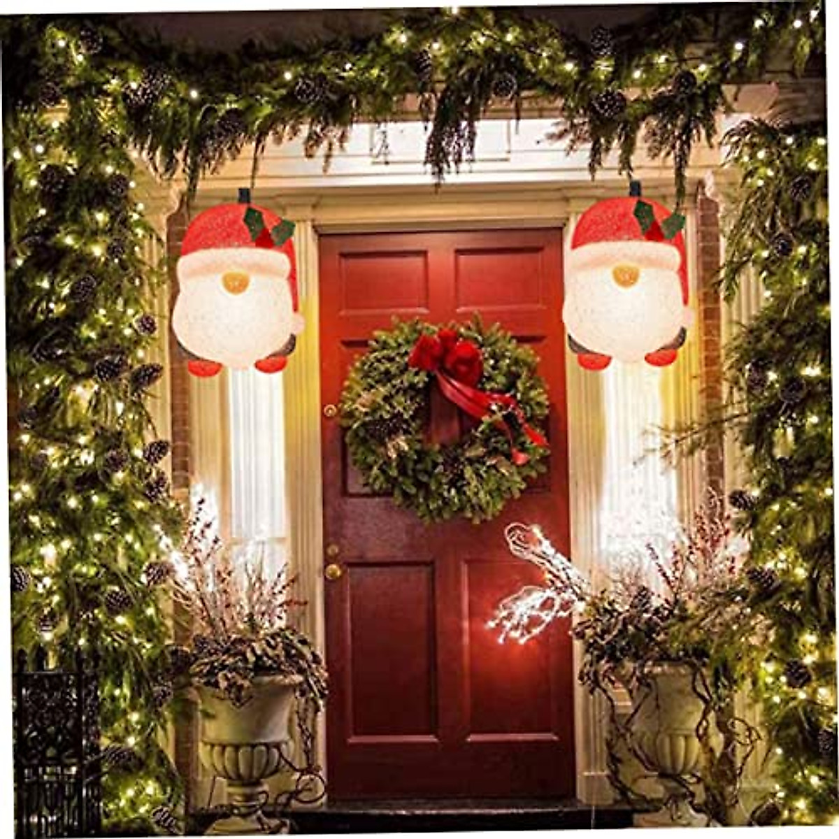 GANAZONO Christmas Lamp Shade Outdoor Light Covers Santa Lampsahde Christmas Porch Light Covers Porch Shades Christmas Ornaments Light Covers for Light Fixtures Holiday Lights Wall Eva