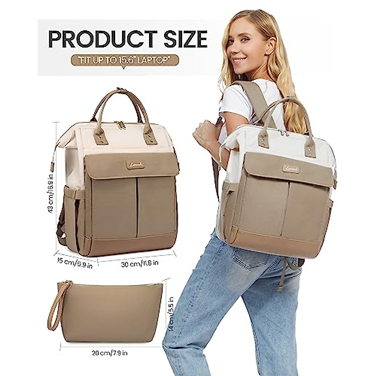 LOVEVOOK Laptop Backpack for Women,15.6 Inch Work Travel Backpack with Charging Port, Teacher Nurse Bag With Organizer Pouch Fashion Daypack Computer Backpack for Business College