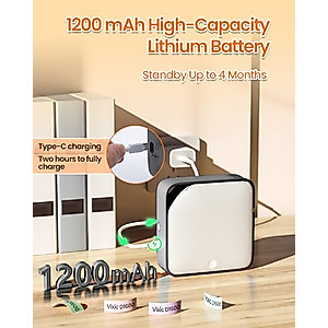 Vixic Label Makers D1600 Label Maker Machine, Bluetooth Label Maker Printer Portable with Multiple Fonts Icons, Compatible with iOS Android for Home School Office Organization, Rechargeable