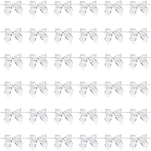 White Organza Bow Twist Ties for Favors and Treat Bags (1.5 Inches, 36 Pack)