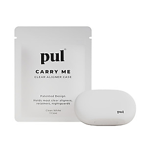 PUL Clear Aligner & Retainer Case Compatible with Invisalign, Pul Tool, Retainers, Dentures, Mouthguards, Nightguards, & Floss Picks - Secure Magnetic Closure for Slim, Sleek Durable Design (White)