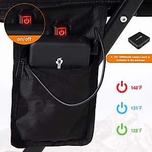 Antarctica Gear Heated Camping Chair with 12V 16000mAh Battery Pack, Heated Portable Chair, Perfect for Camping, Outdoor Sports, Picnics, and Beach Party, with 5 Pockets