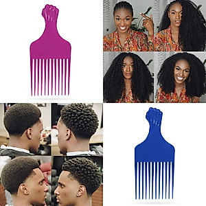 LEADUWAY Hair Pick Comb, Fist Hair Picks for Afro Hair, Plastic 6.5 inch Afro Picks for Women and Men, Lift Hair Pick for Curly Hair, Rainbow Set (6 PCS)