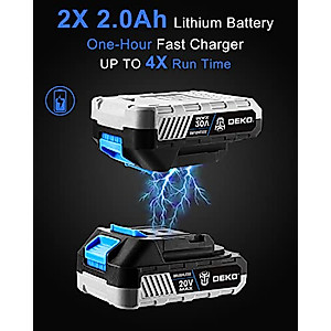 DEKOPRO Cordless Impact Wrench 1/2inch,20V Power Impact Wrench, Powerful Brushless Motor, 3-Variable Speed, Max Torque 258 ft-lbs (350N.m), 2x2.0A Li-ion Battery, 1 Hour Fast Charger and Tool Bag