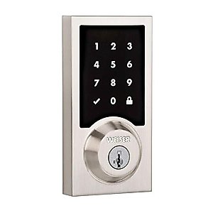 Weiser (by Kwikset) Premis Electronic Touchscreen SmartKey Deadbolt Lock, Works with Apple® HomeKit, Siri Voice Control, & Apple TV. Satin Nickel, 9GED22000-001-US15