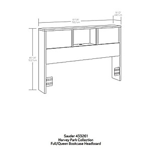 Sauder Harvey Park Full/Queen Bookcase Headboard with Doors, Pacific Maple Finish