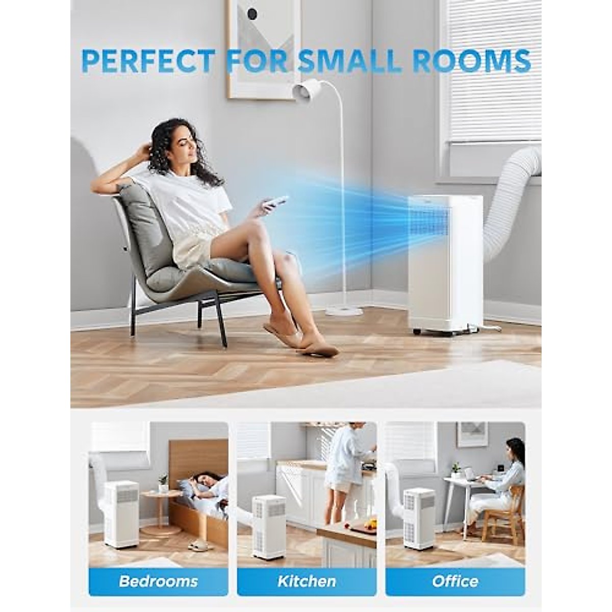 Midea 10,000 BTU ASHRAE (7,100 BTU SACC) Portable Air Conditioner Smart Control, Cools up to 300 Sq. Ft., with Dehumidifier & Fan mode, Easy- to-use Remote Control & Window Installation Kit Included
