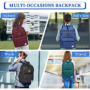 RAVUO School Backpack, Unisex Large Bookbag Water Resistant Lightweight Schoolbag Casual Daypack for High School/College/Teens/Travel/Work for Men Women Blue