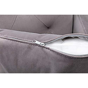 NOSGA Velvet Sofa, Convertible Loveseat Accent Sofa with Two Pillows, Modern Sleeper Sofa Couch Rose Gold Metal Feet for Living Room, Bedroom (Grey)