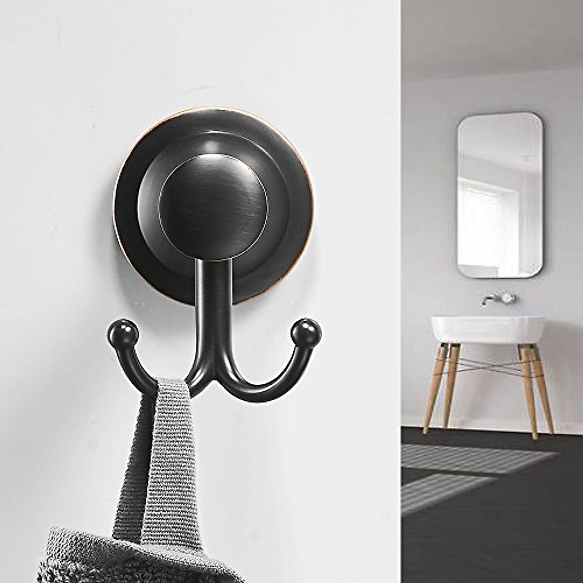 BESy Oil Rubbed Bronze 4 Piece Bathroom Accessories Set (Single Towel Bar, Towel Ring, Toilet Paper Holder, Double Towel Hooks), Wall Mounted Bath Hardware Accessory Fixtures Set